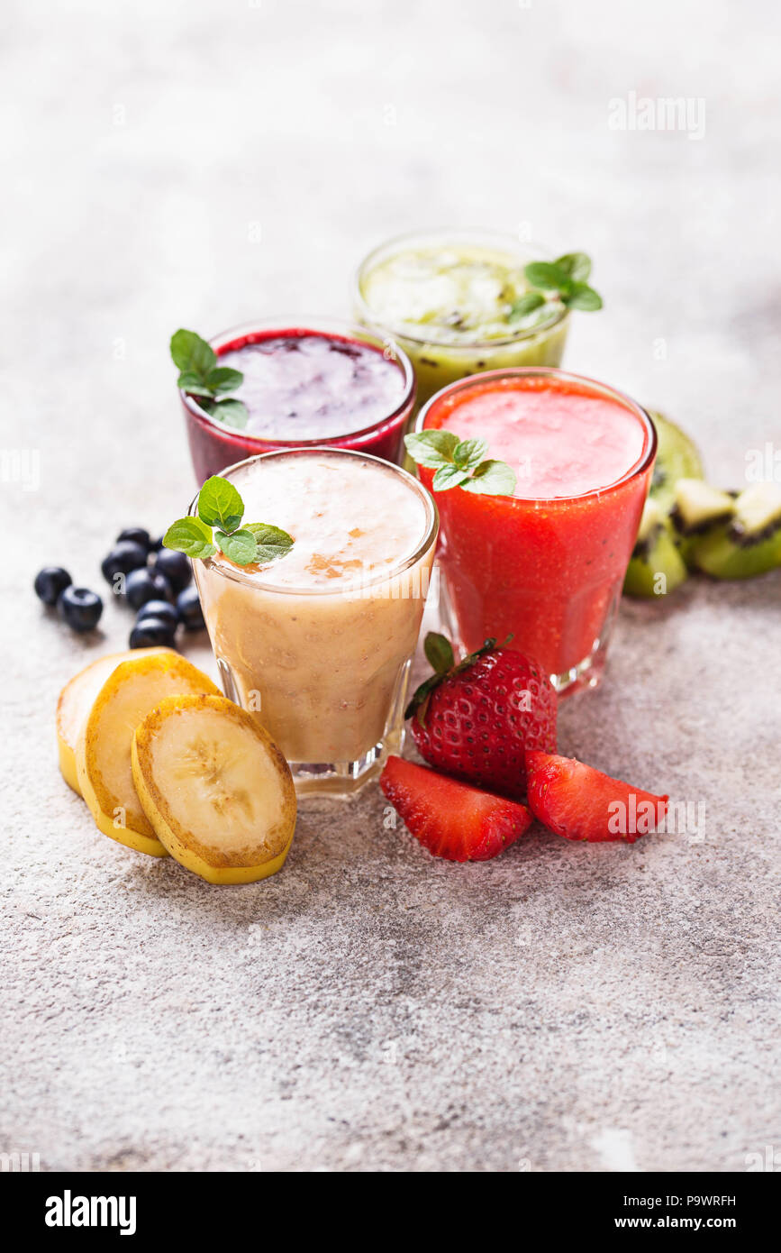 Assortment of various healthy smoothies Stock Photo - Alamy