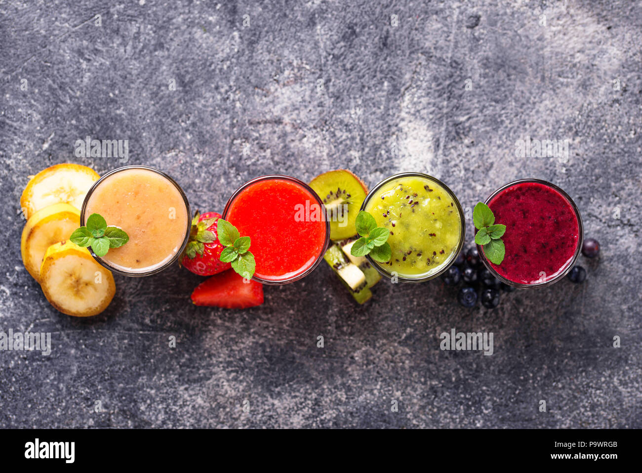 Assortment of various healthy smoothies Stock Photo - Alamy