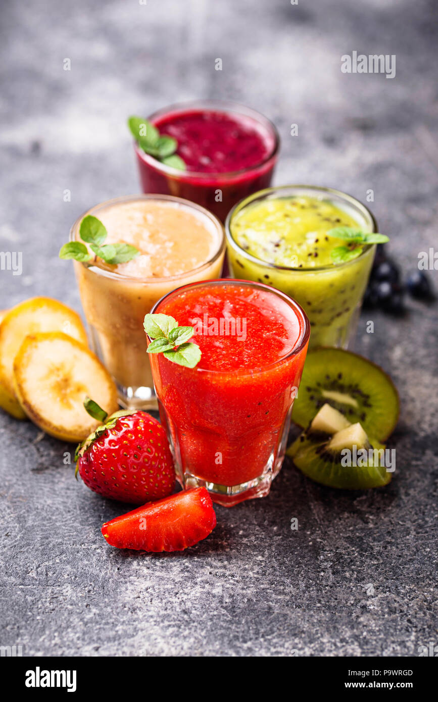 Assortment of various healthy smoothies Stock Photo - Alamy