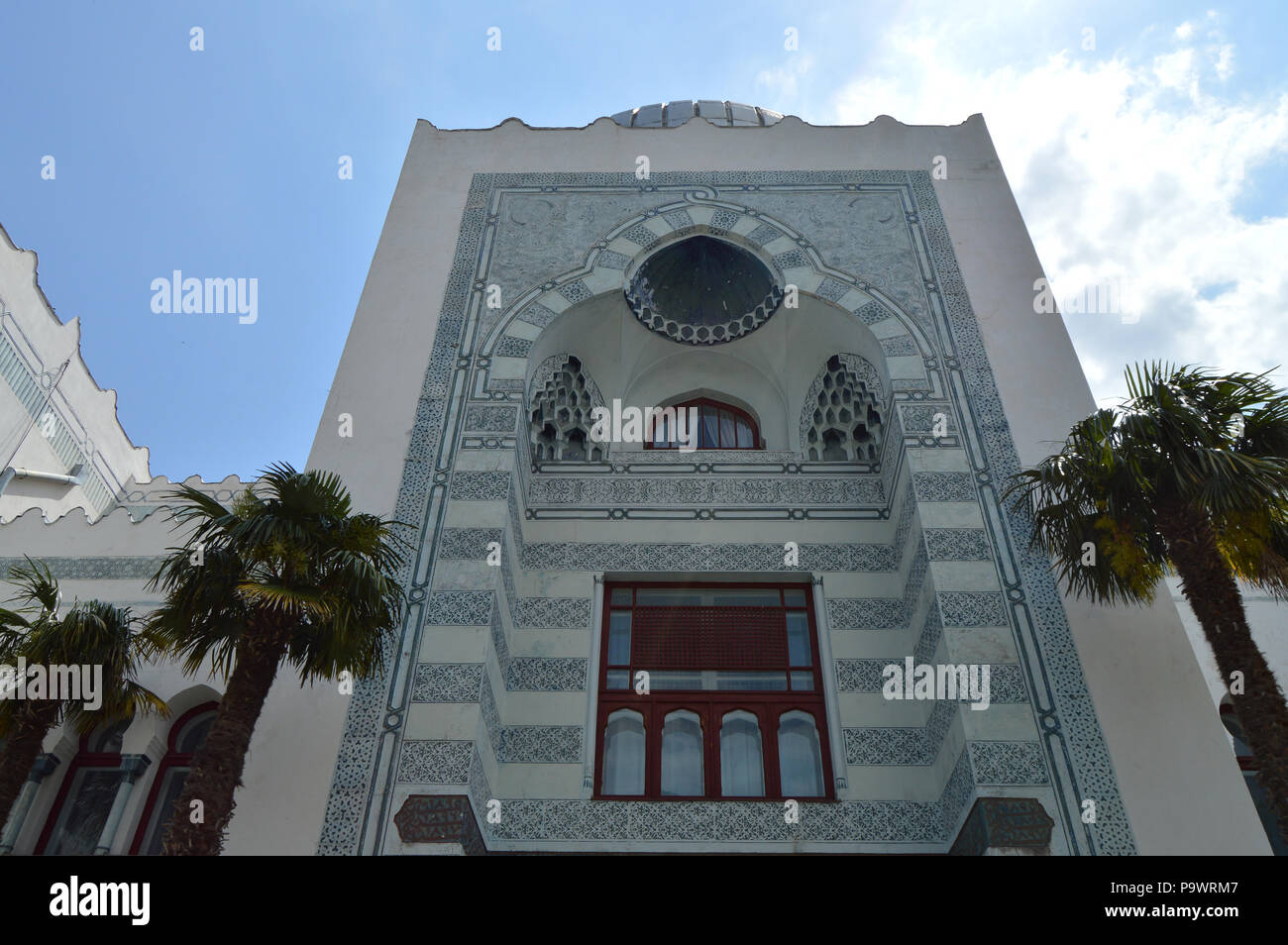 Authentic old beautiful house in Arabic style with carved stone facade ...