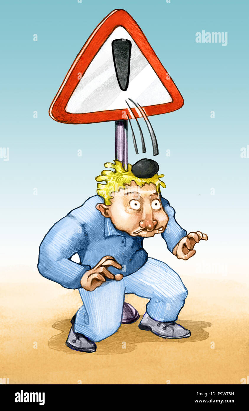 the point of the signal of danger falls in head to a worker hurting him ...