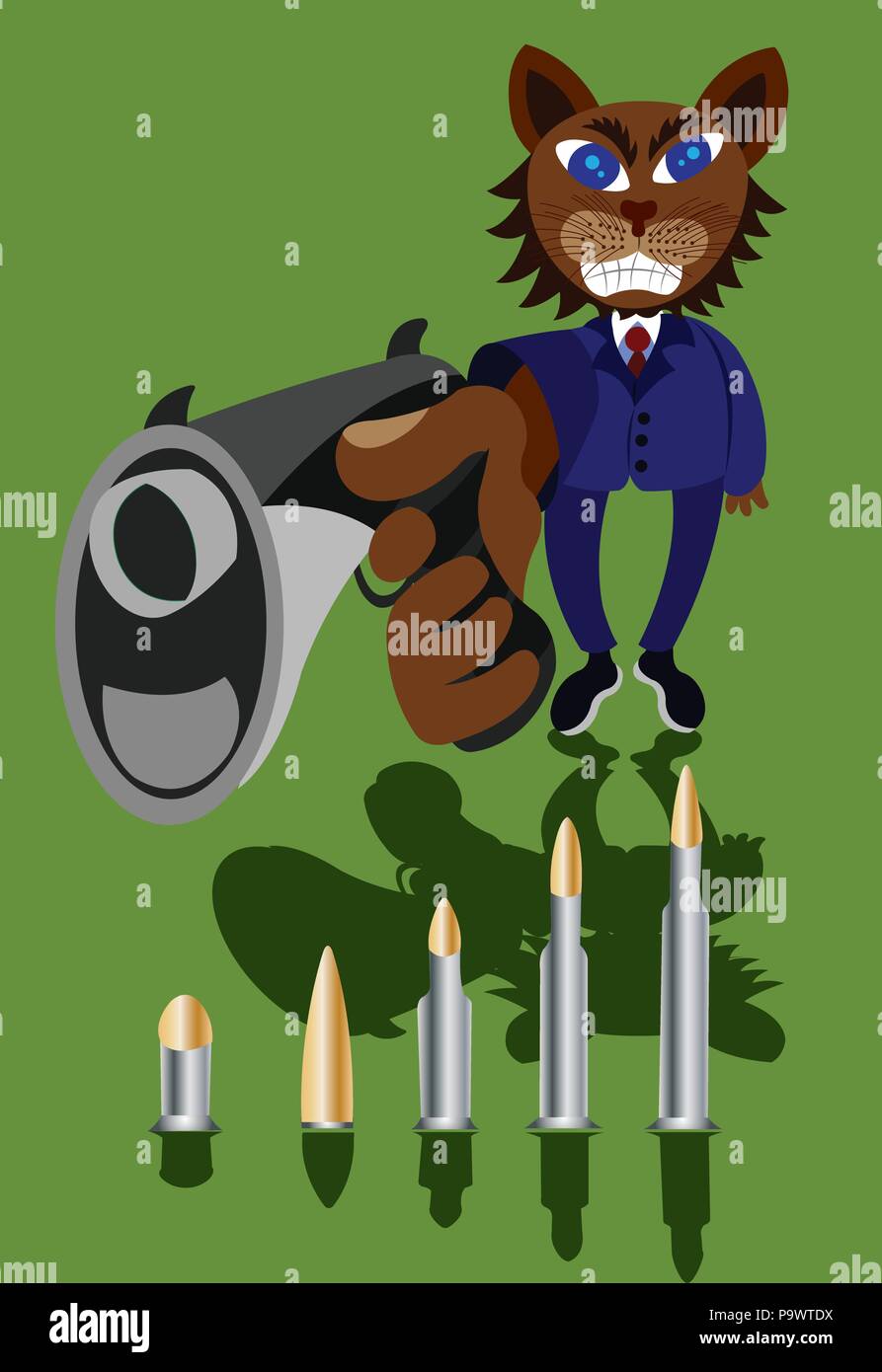 An Angry Fellow Points a Gun Stock Vector Image & Art - Alamy