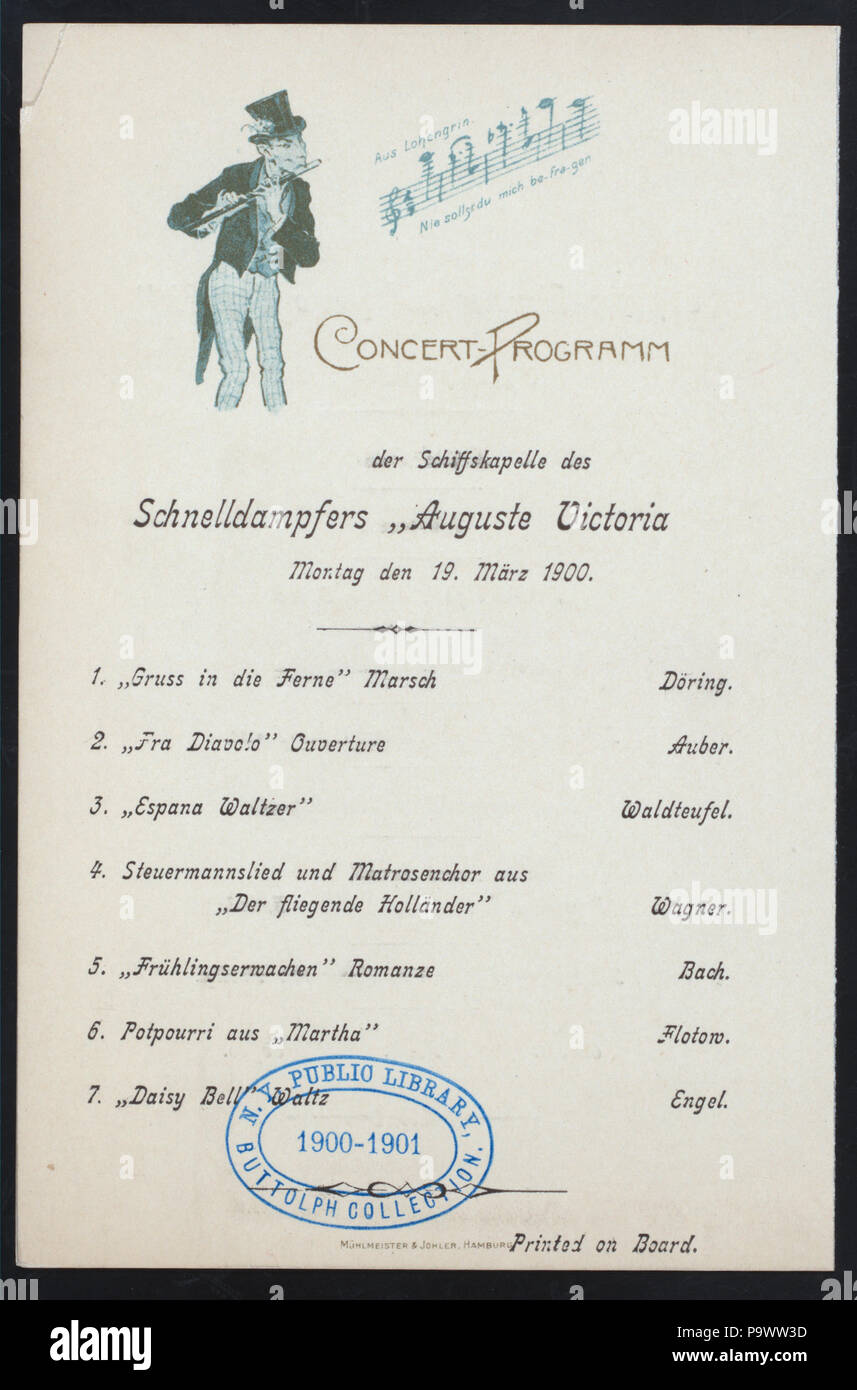 577 DINNER) (held by) HAMBURG AMERIKA LINIE (at) SCHNELLDAMPFER ...