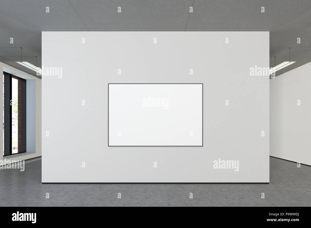 Blank horizontal poster in the gallery with clipping path around poster ...