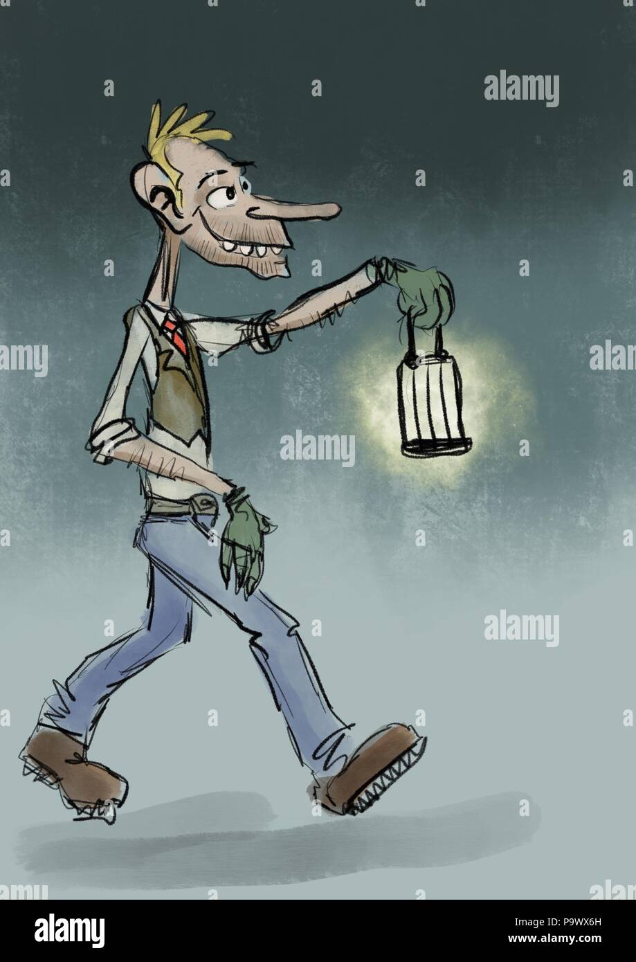 Cartoon detective man smiling hi-res stock photography and images - Alamy