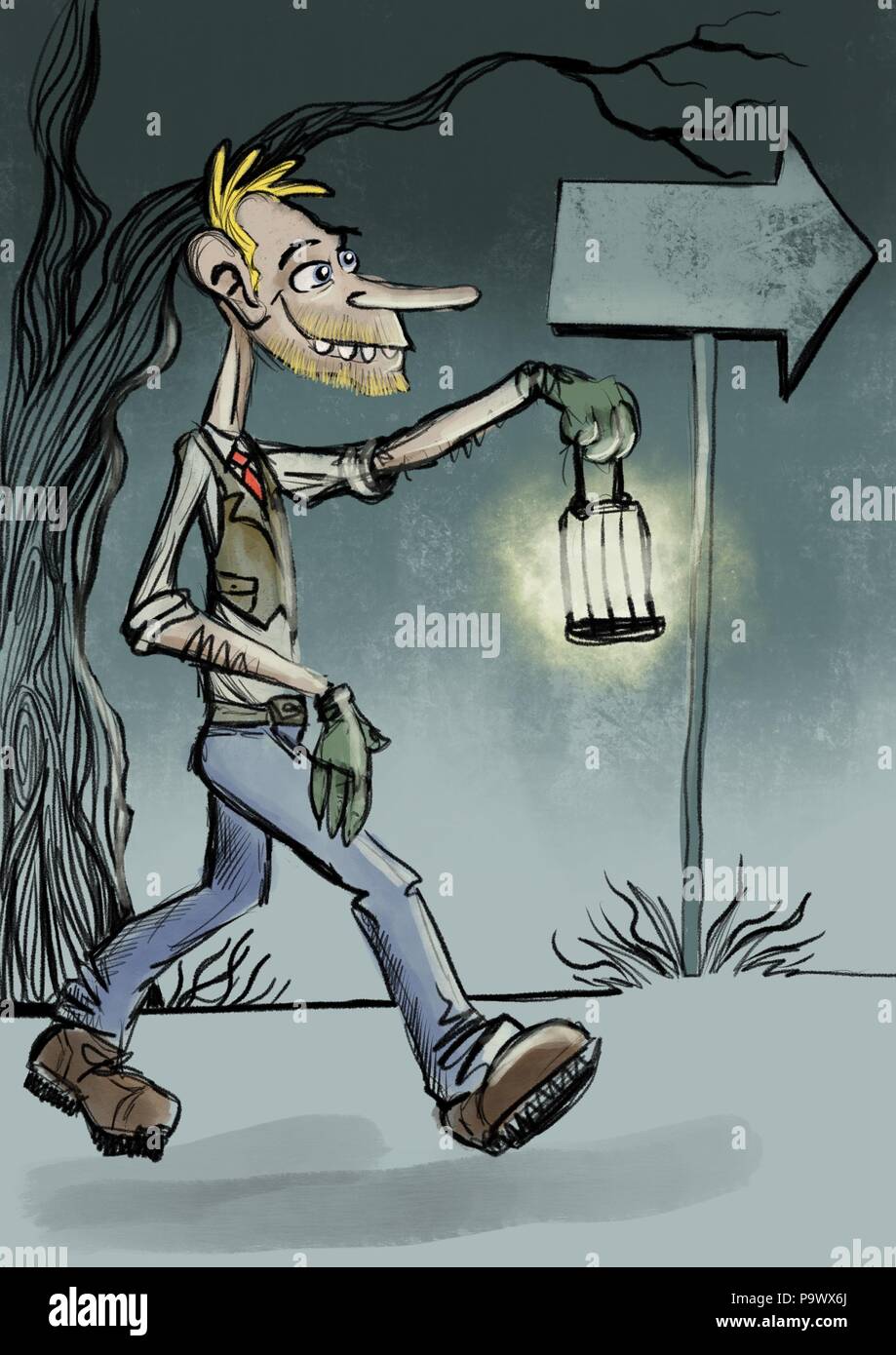 man with lantern Stock Photo - Alamy