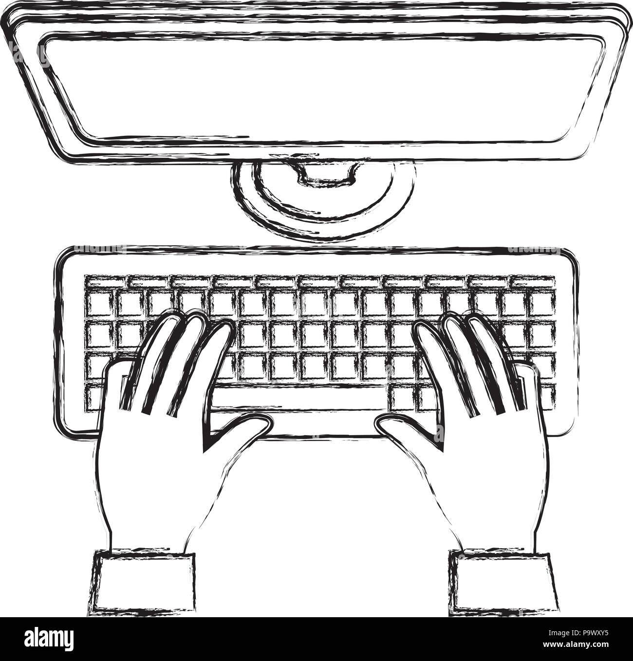 hands typing in keyboard desktop Stock Vector Image & Art - Alamy