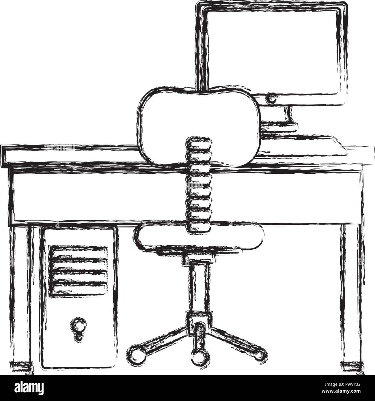 office workplace with desk and desktop scene Stock Vector Image & Art ...