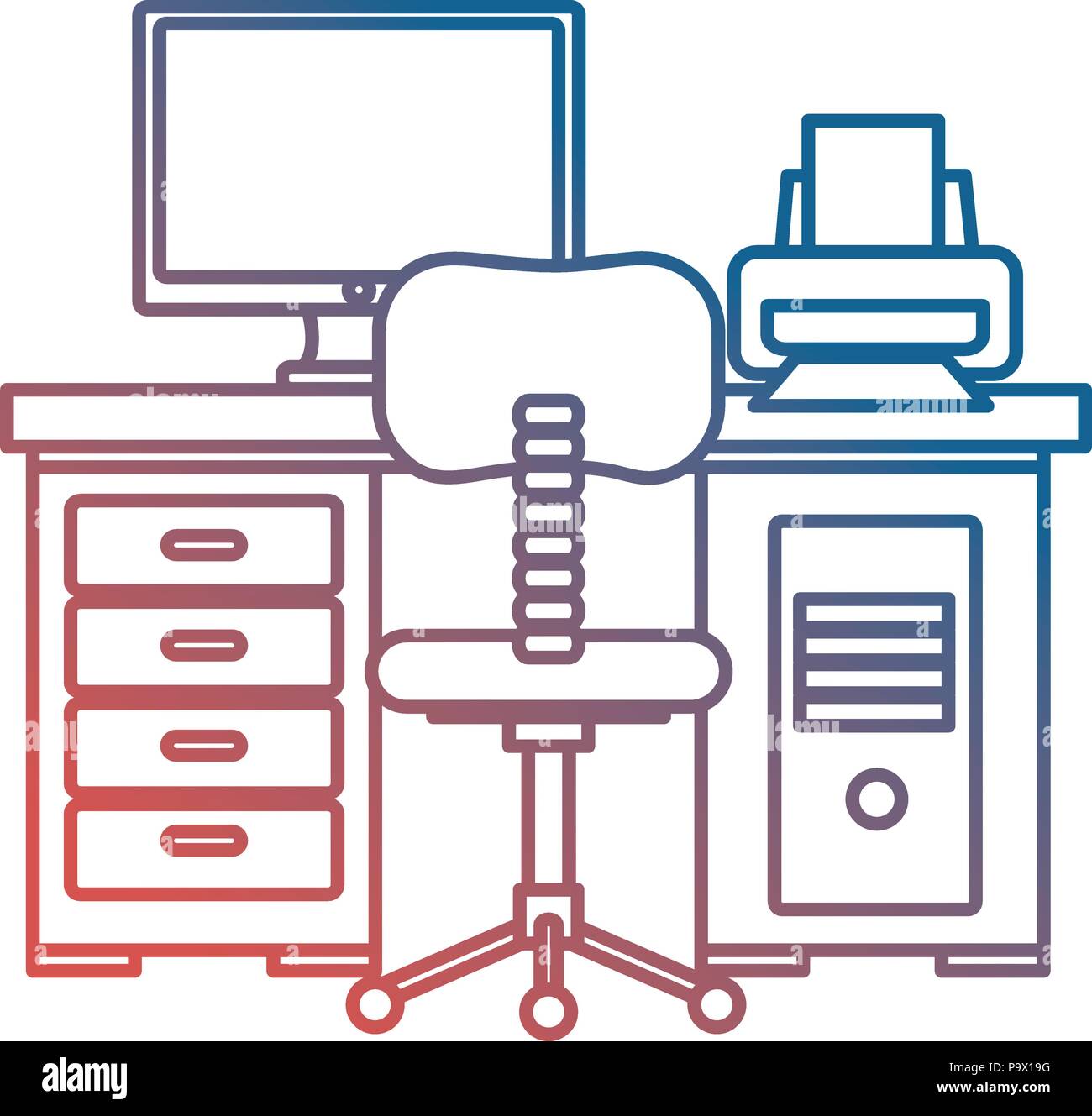 office workplace with desk and desktop scene vector illustration design ...