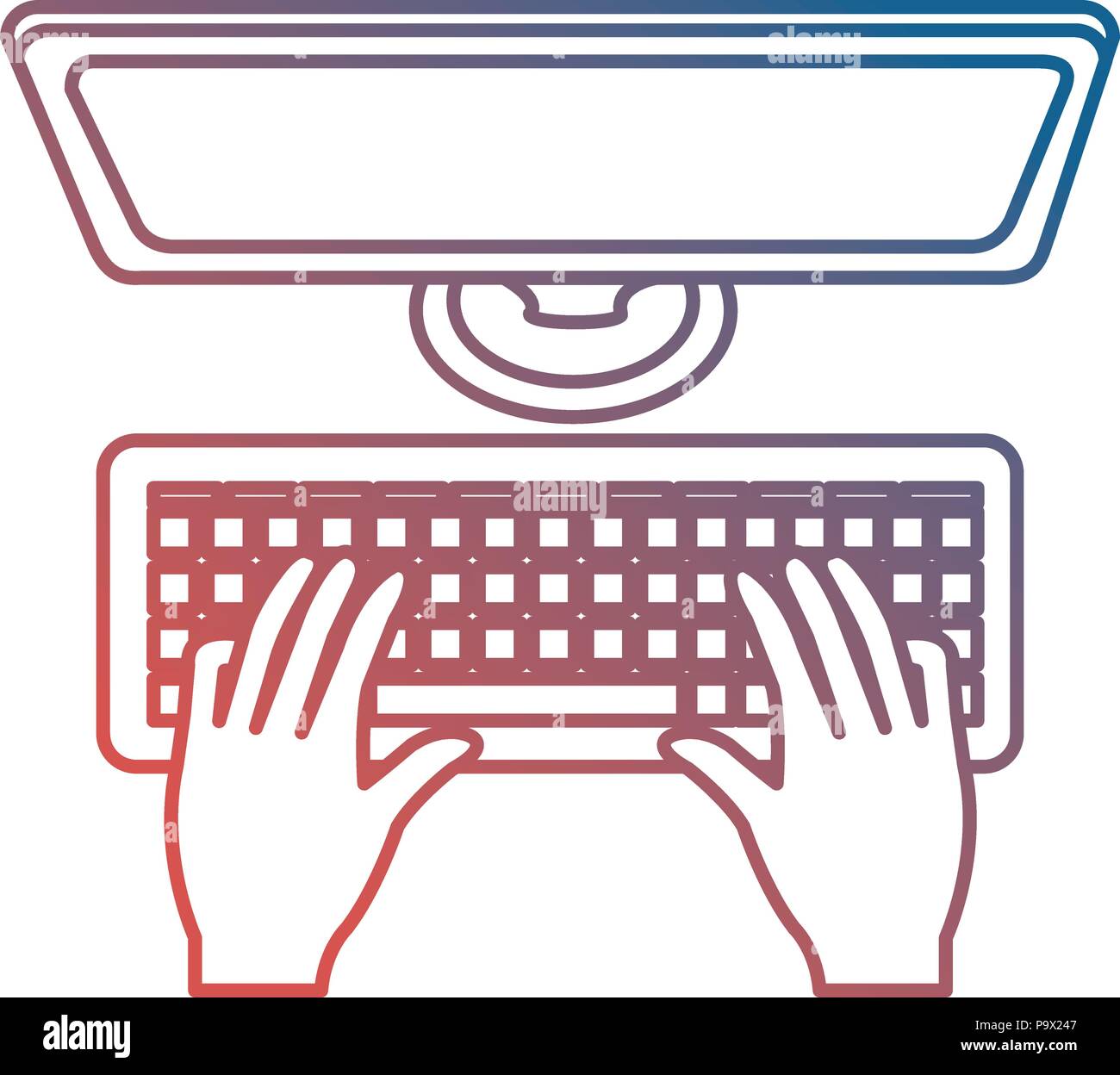 hands typing in keyboard desktop vector illustration design Stock ...