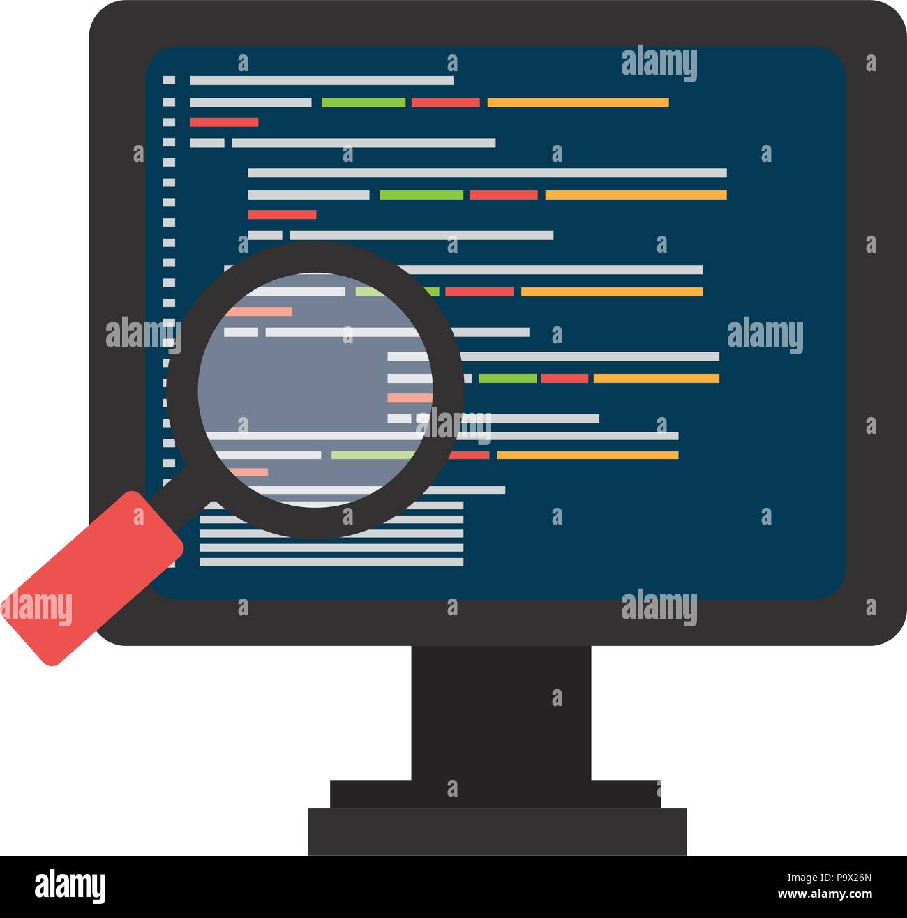 computer display with magnifying glass vector illustration design Stock ...