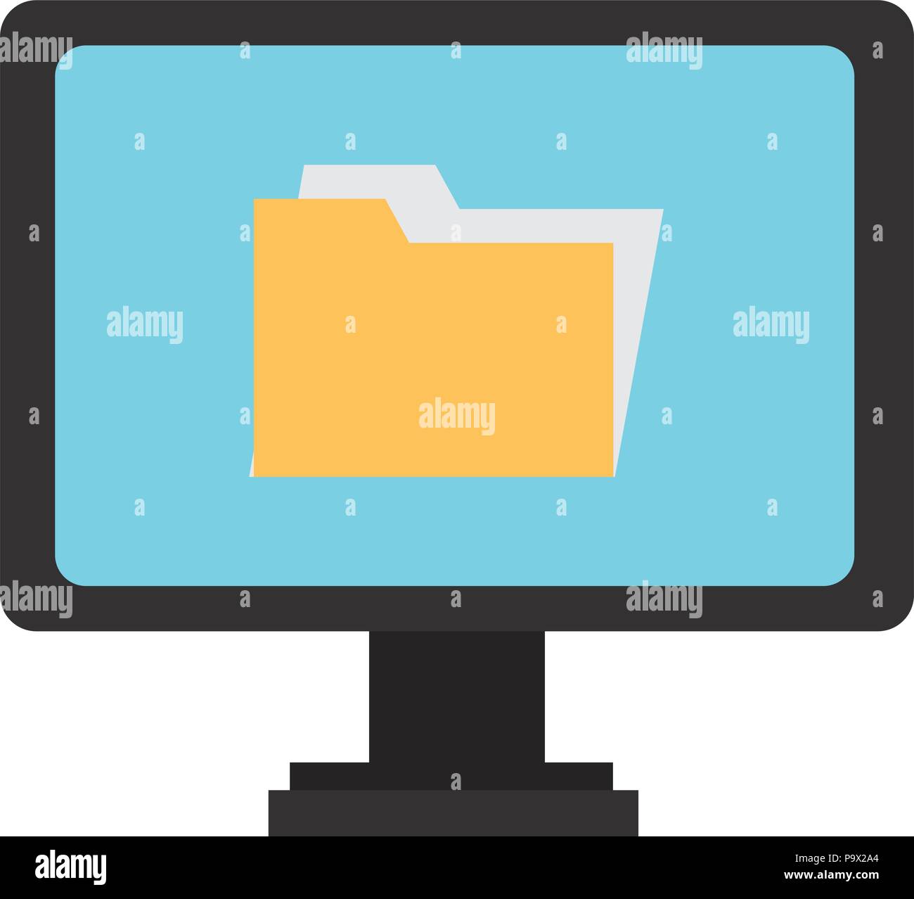 computer display with folder vector illustration design Stock Vector ...