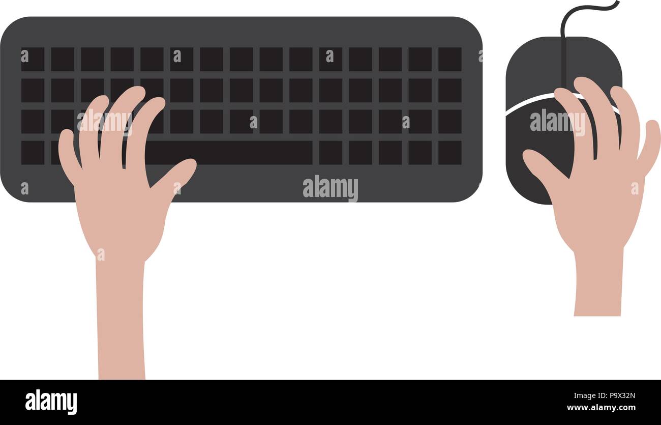 hands typing in keyboard and mouse vector illustration design Stock ...
