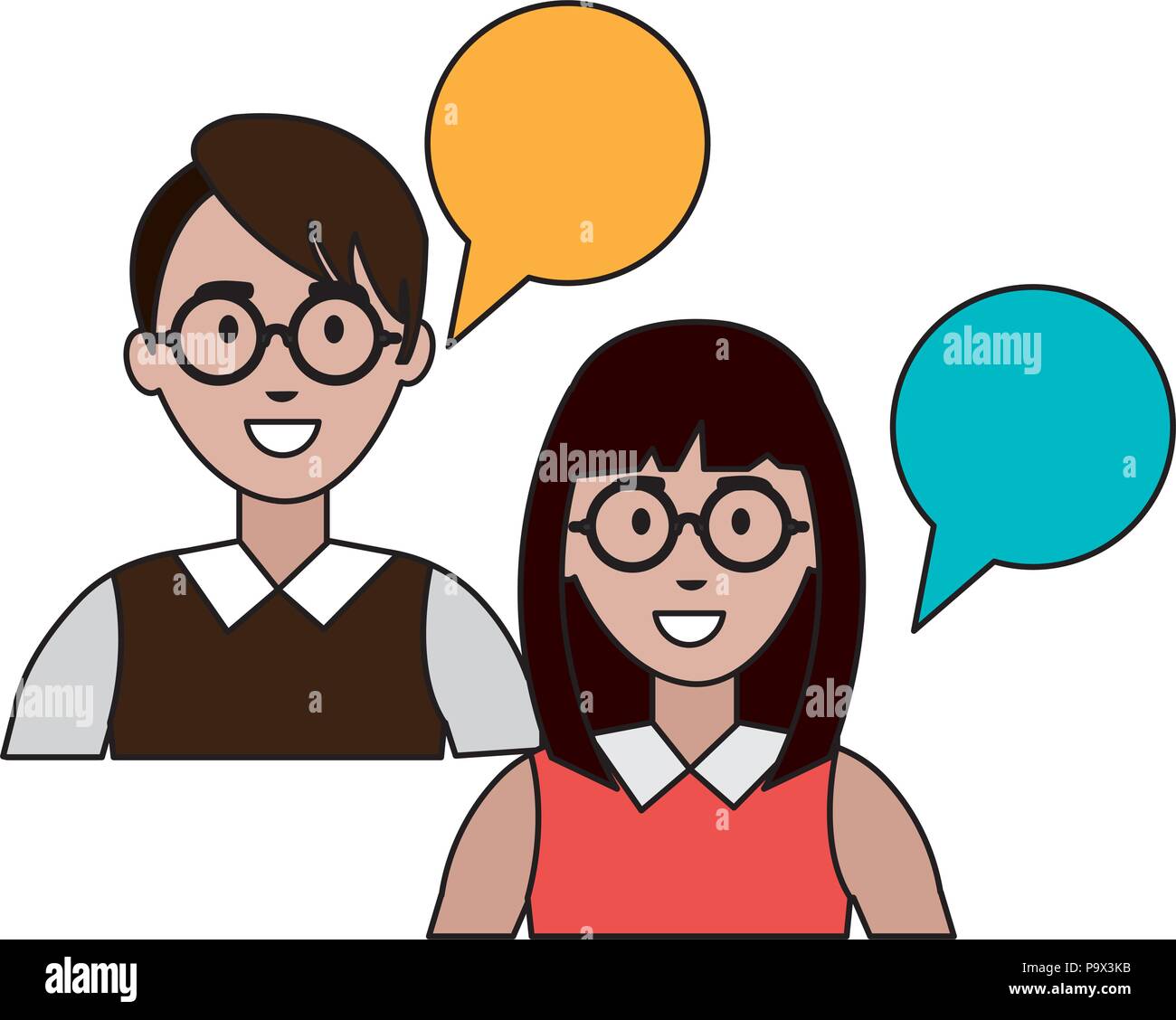 couple avatars talking icon vector illustration design Stock Vector ...
