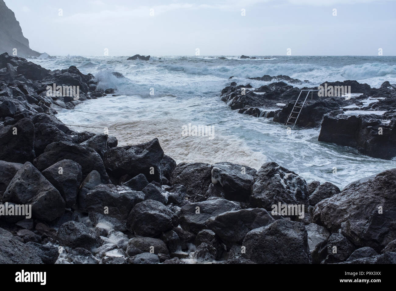 Ponta da Ferraria, a termal bathing place in the ocean, Azores Stock ...