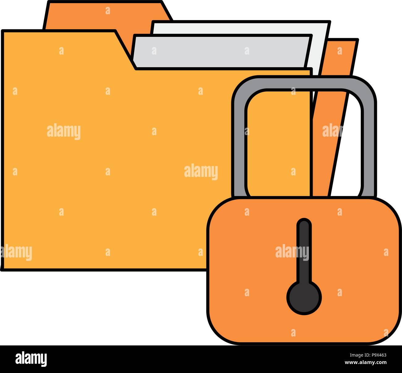 file folder with padlock vector illustration design Stock Vector Image ...