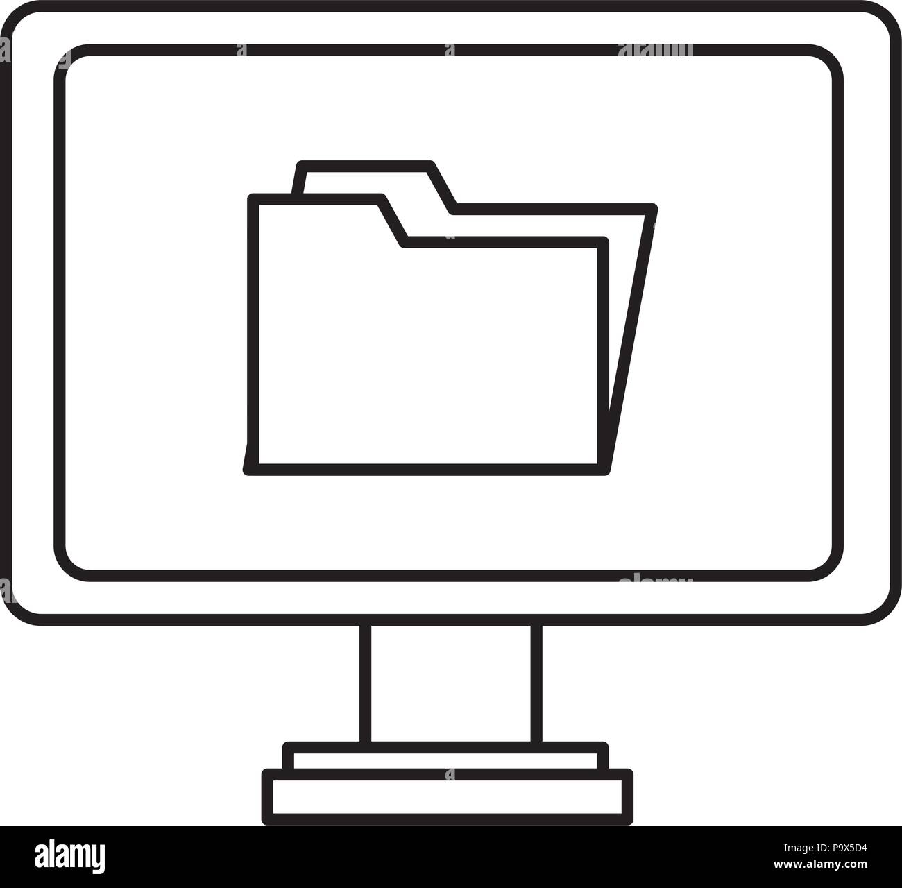 computer display with folder vector illustration design Stock Vector ...