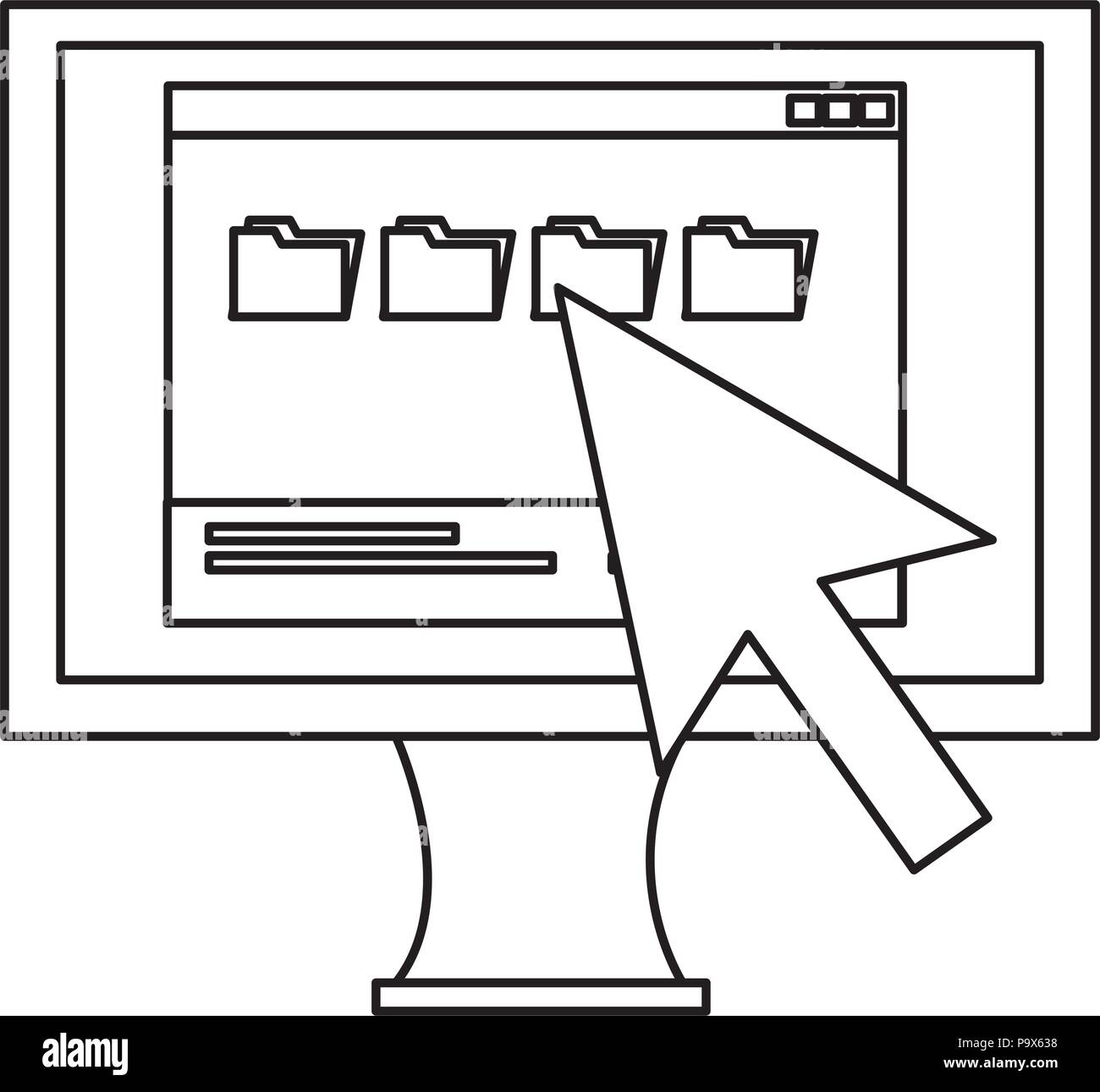 computer display with arrow cursor vector illustration design Stock ...
