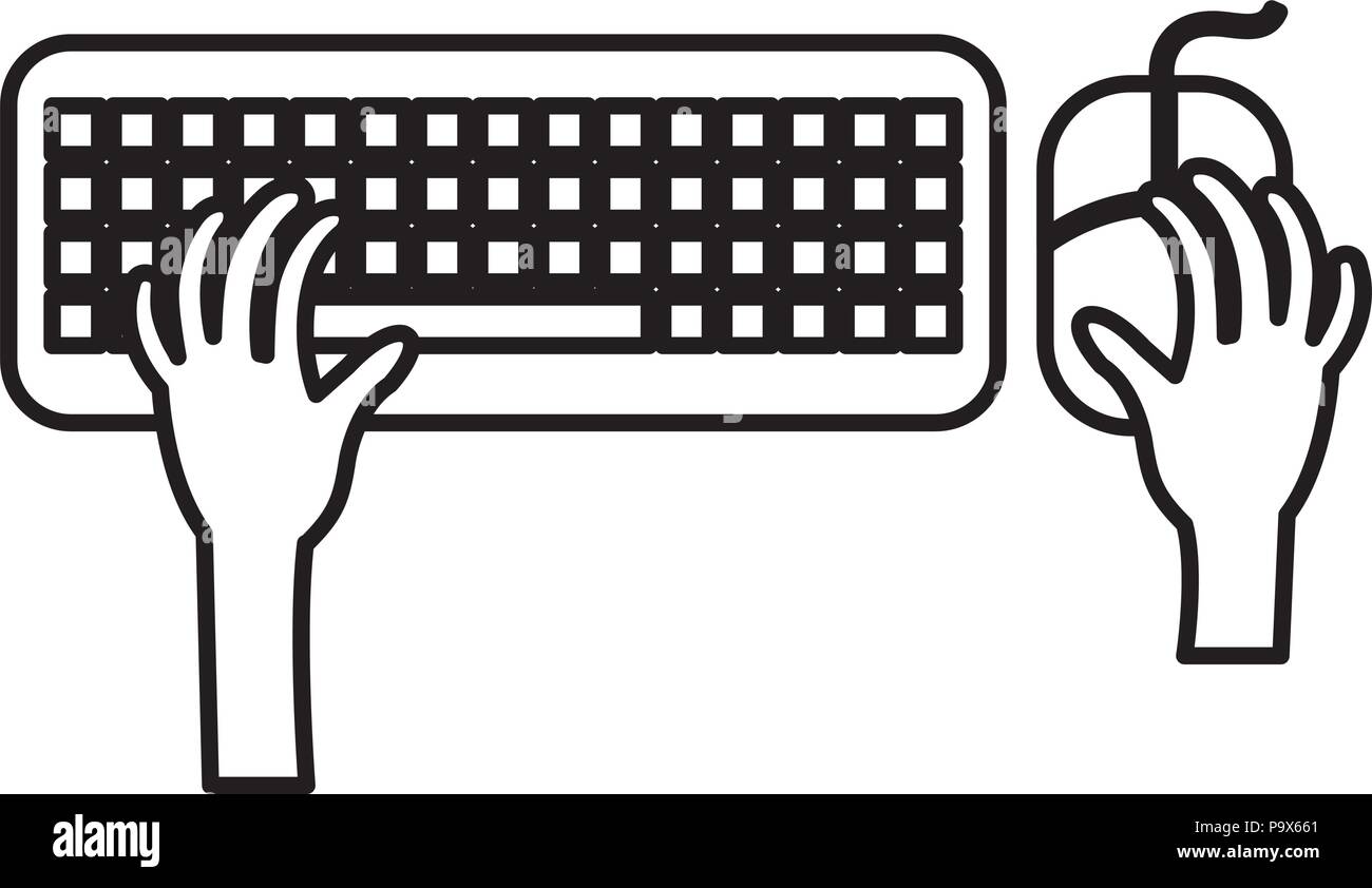hands typing in keyboard and mouse vector illustration design Stock ...