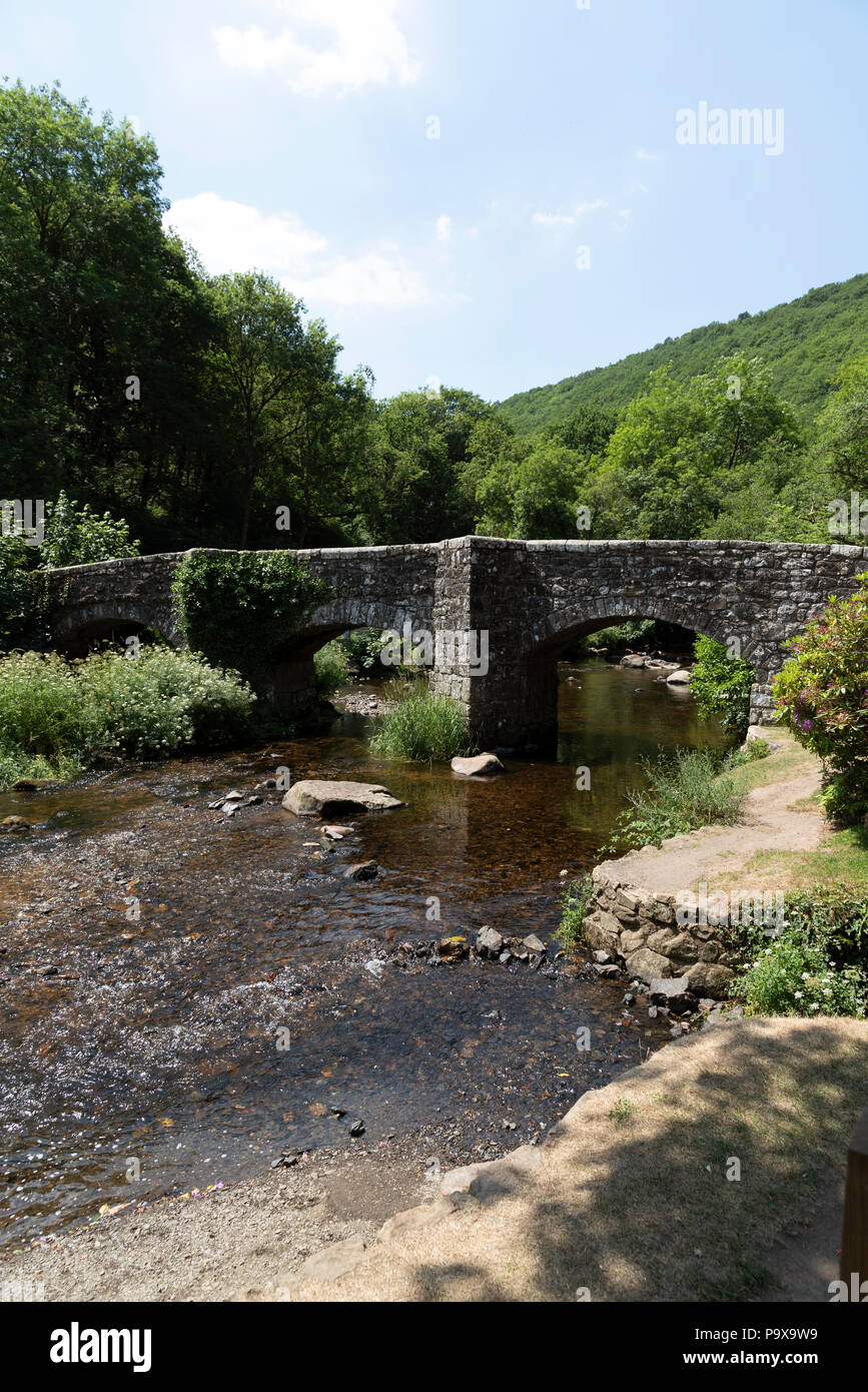 Fingle Bridge spanning the River Teign at the base of Teign Gorge in ...