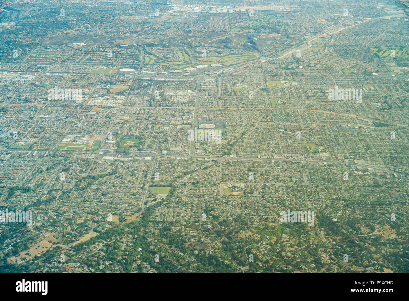 Aerial view of the Brea, Fullerton aera, Orange County, California ...