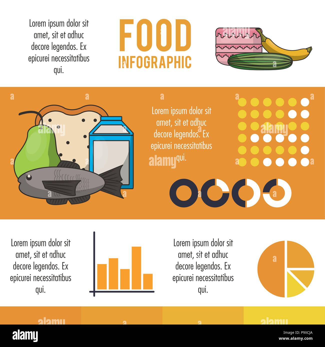 Nutrition and food yellow infographic with statistics and elements ...