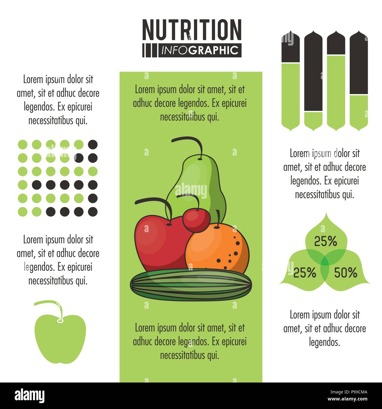 Nutrition and food green infographic with statistics and elements ...