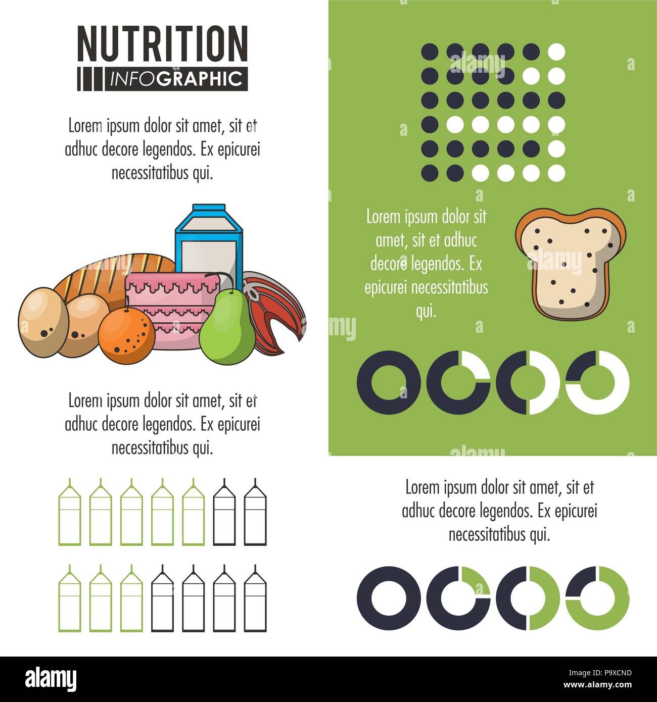 Nutrition and food green infographic with statistics and elements ...