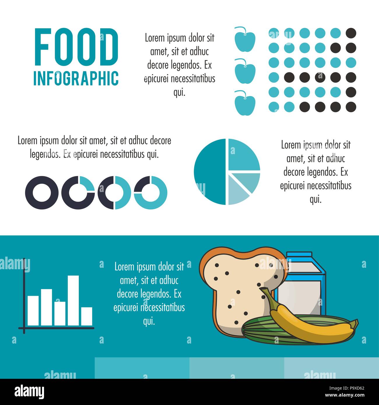 Nutrition and food blue infographic with statistics and elements vector ...