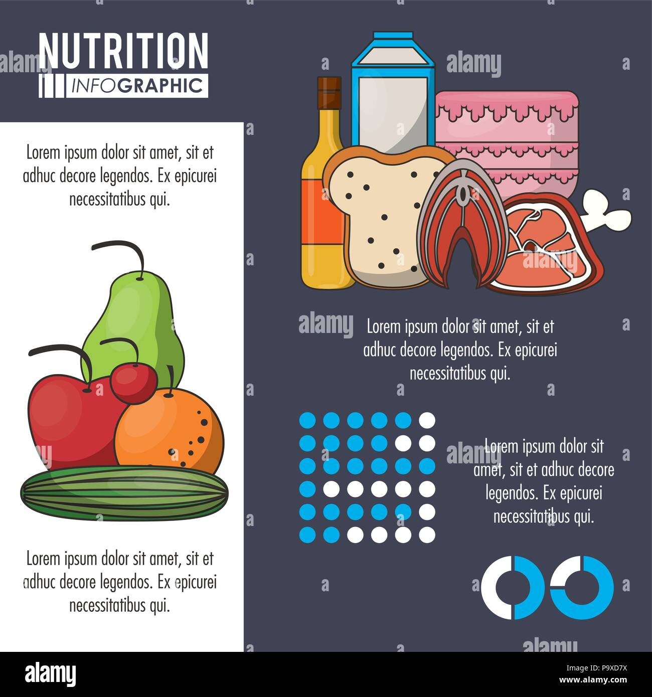 Nutrition and food gray infographic with statistics and elements vector ...