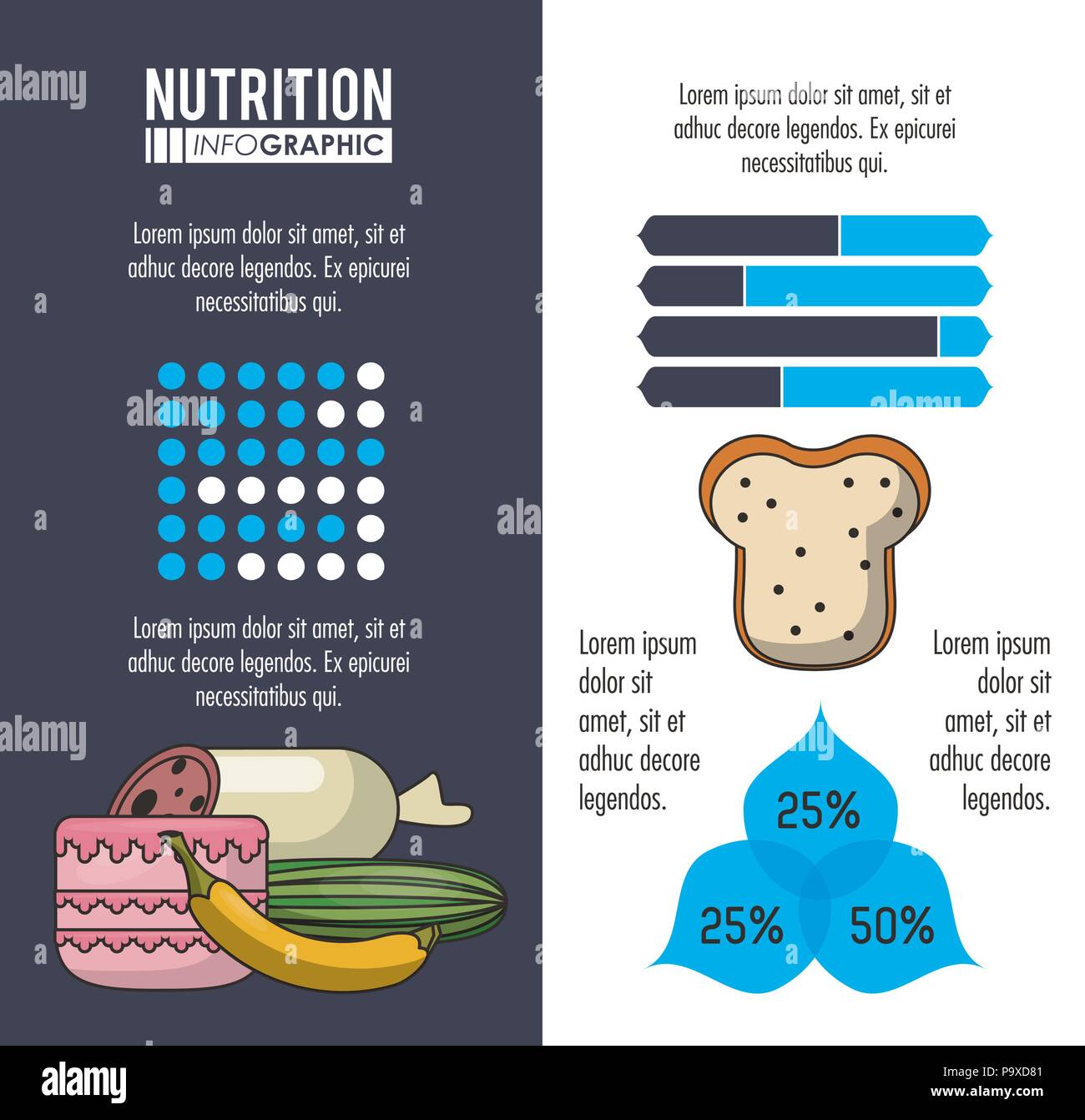 Nutrition and food gray infographic with statistics and elements vector ...
