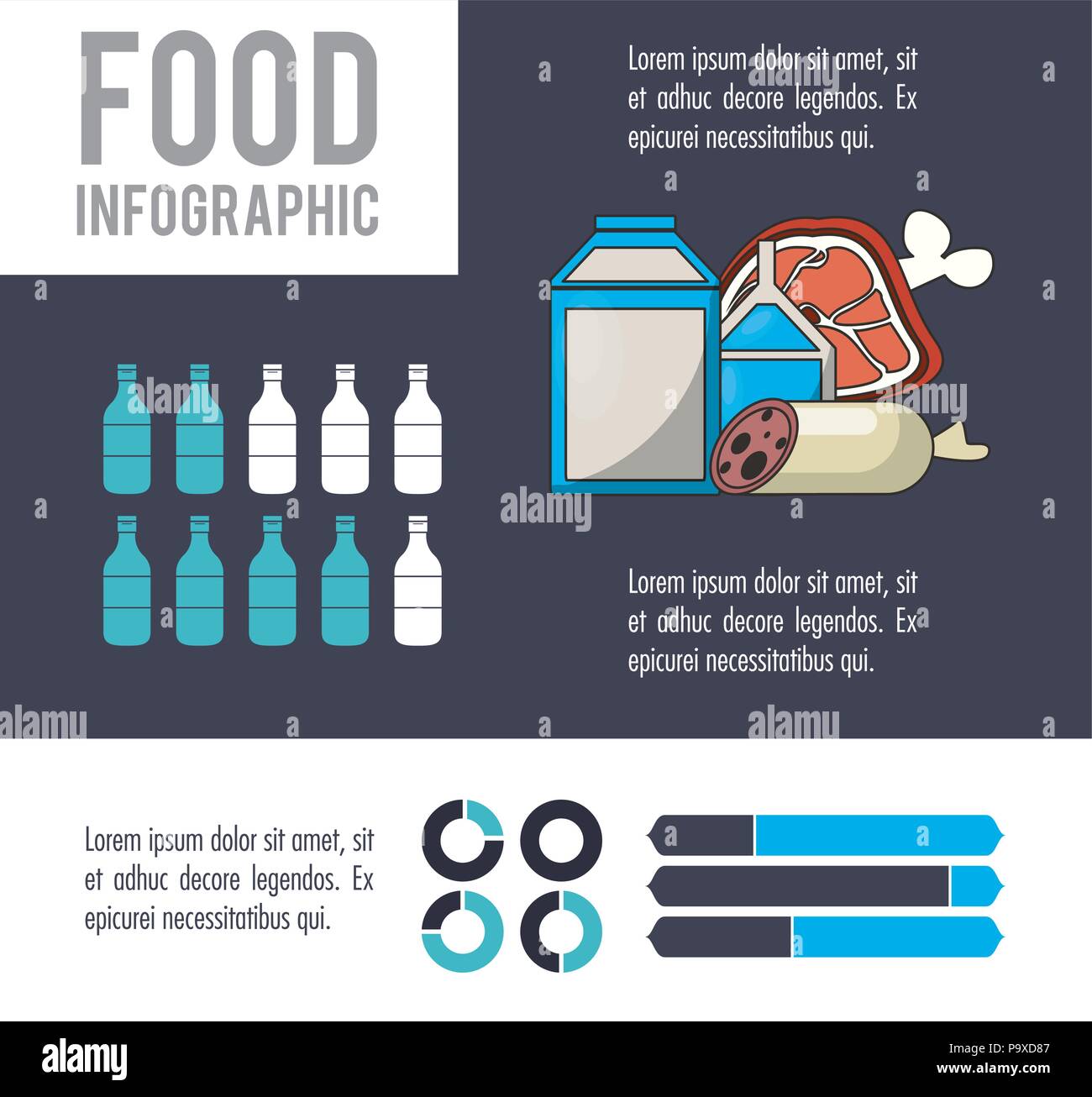 Nutrition and food gray infographic with statistics and elements vector ...