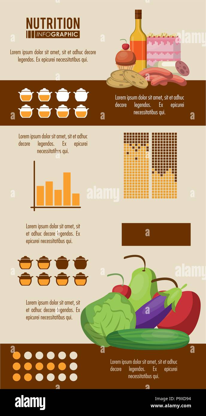 Nutrition and food brown infographic with statistics and elements Stock ...