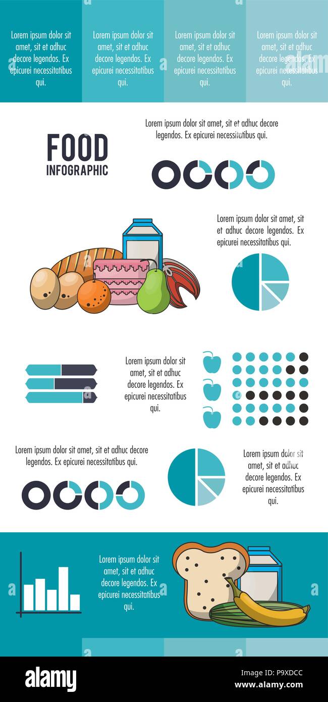 Nutrition and food blue infographic with statistics and elements Stock ...