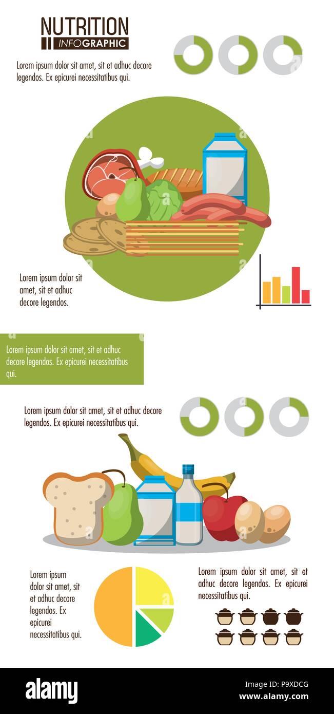Nutrition and food green infographic with statistics and elements Stock ...
