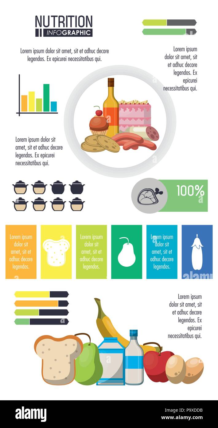 Nutrition and food infographic with statistics and elements Stock ...