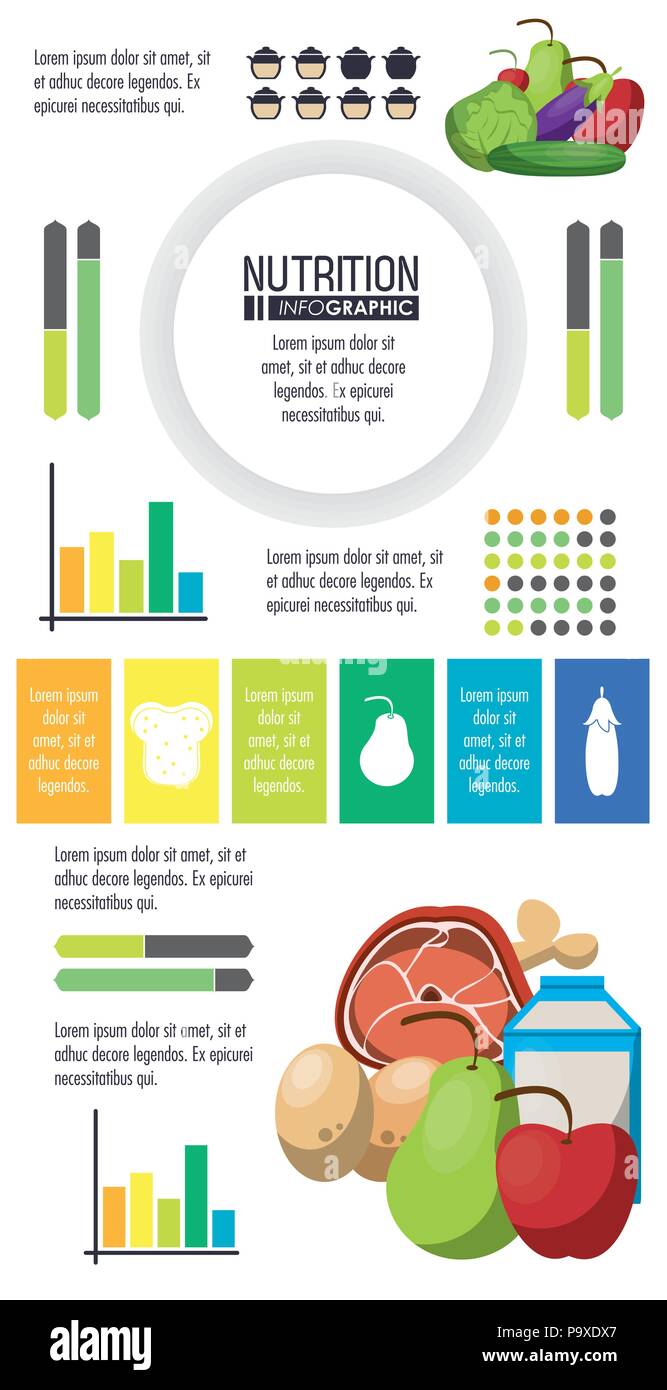 Nutrition and food infographic with statistics and elements Stock ...