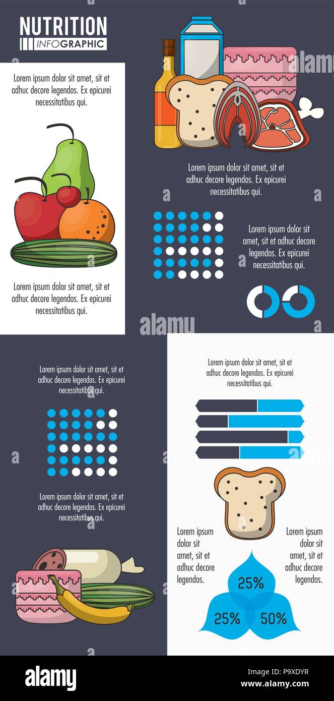 Nutrition and food gray infographic with statistics and elements Stock ...
