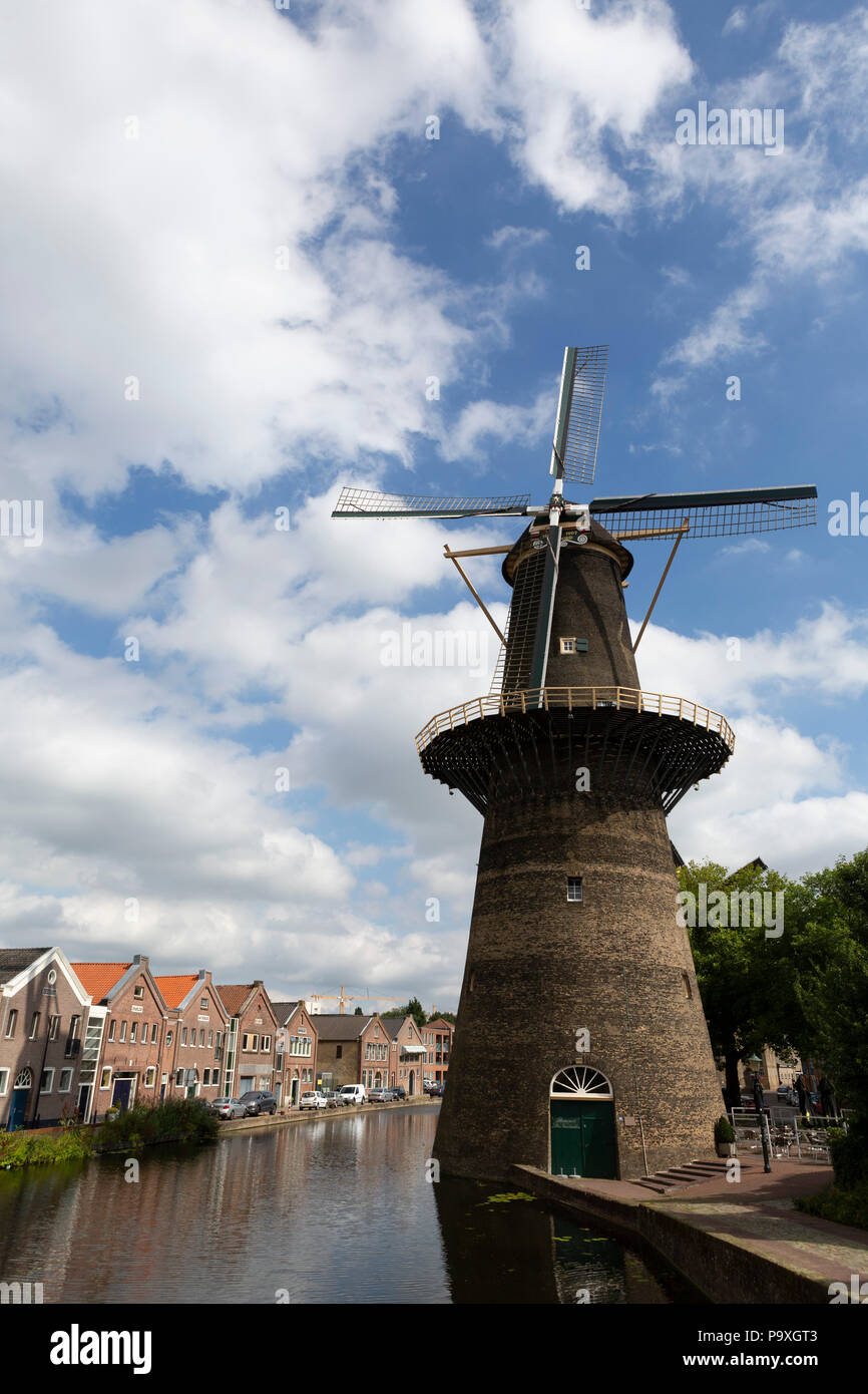 De Noord, a windmill in Schiedam, the Netherlands. Schiedam has the ...