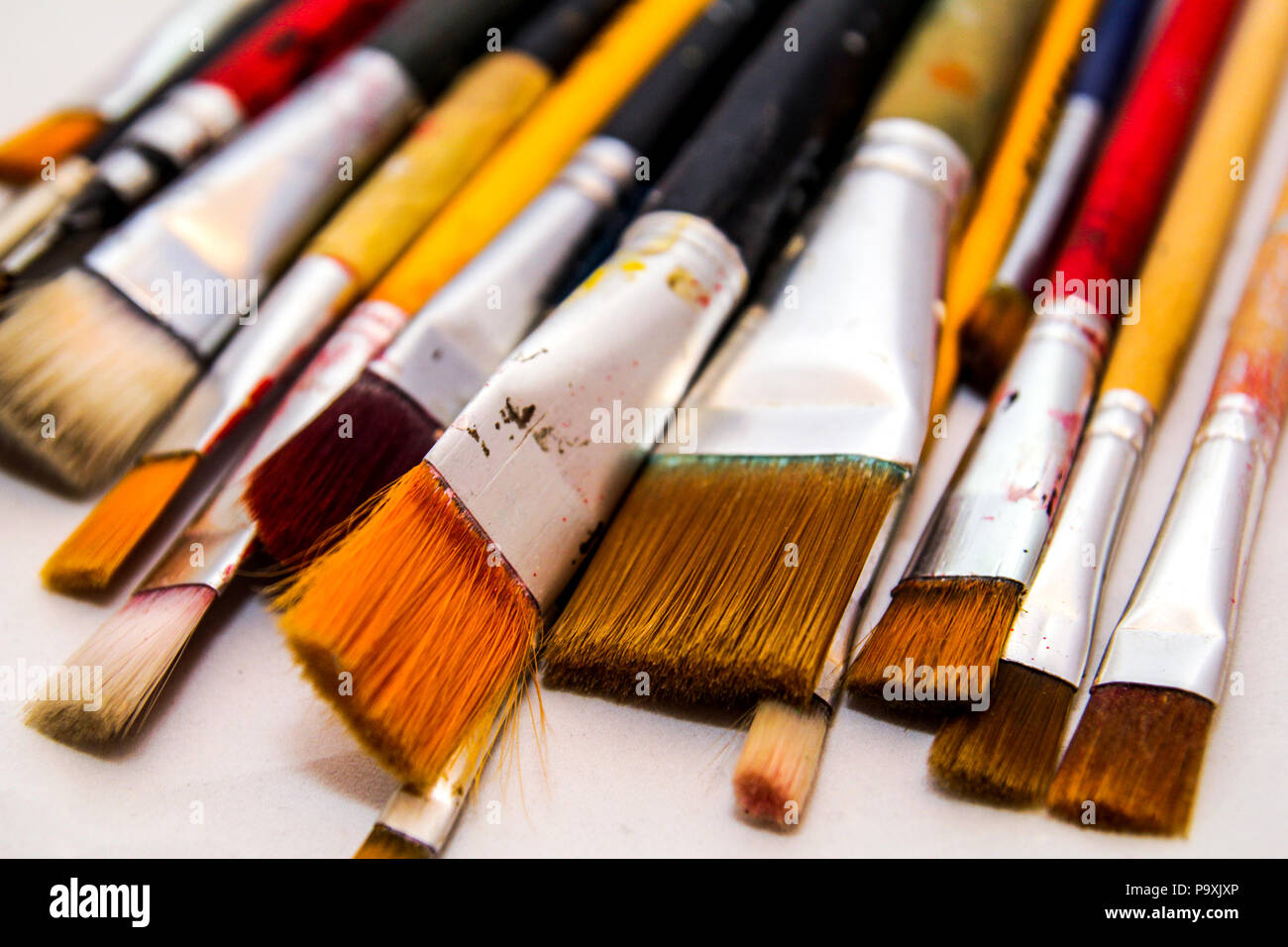 Brushes for painting group of objects white background Stock Photo - Alamy