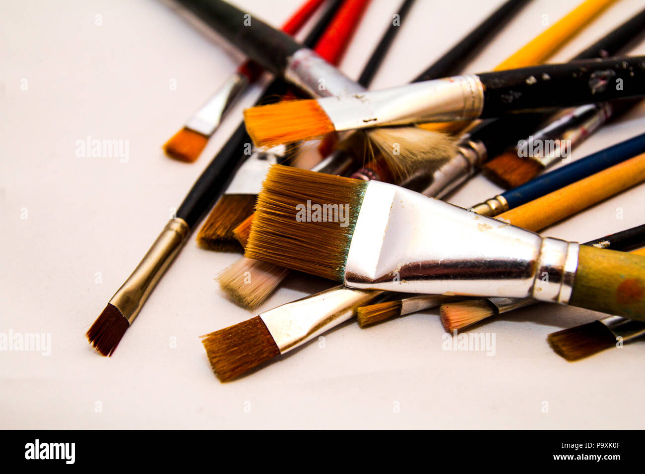 Brushes for painting, group of objects, white background Stock Photo ...