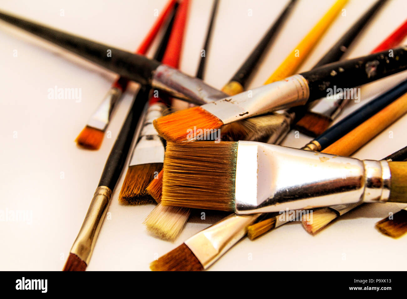 Brushes for painting group of objects, white background Stock Photo - Alamy