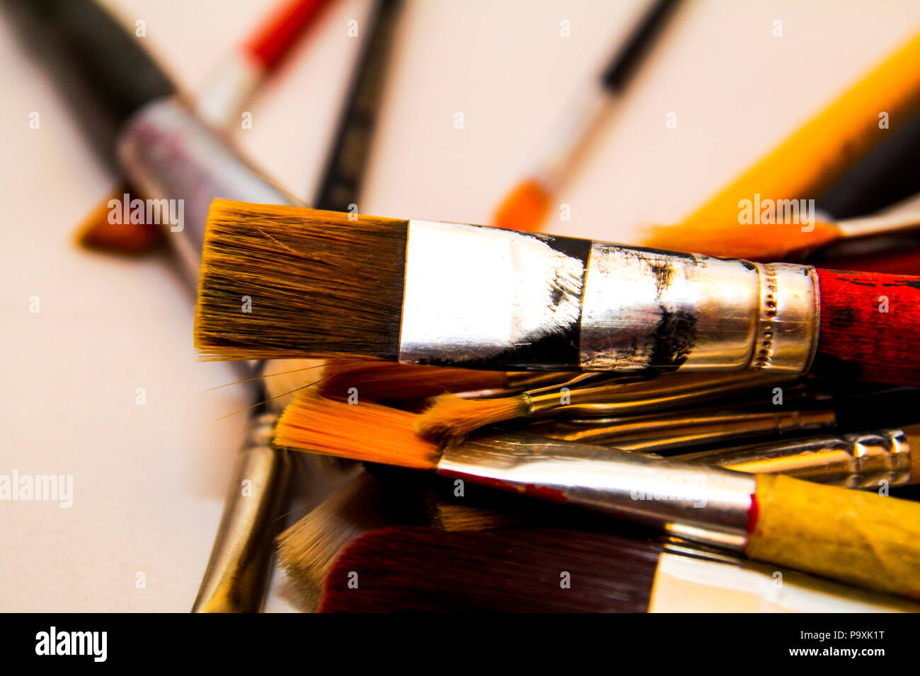 Brushes for painting group of objects white background Stock Photo - Alamy