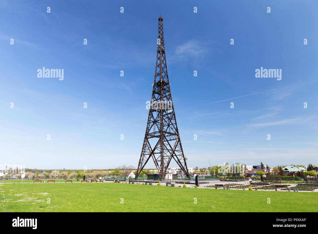 Gliwice in Silesia. An old wooden radio tower, one of the symbols of ...