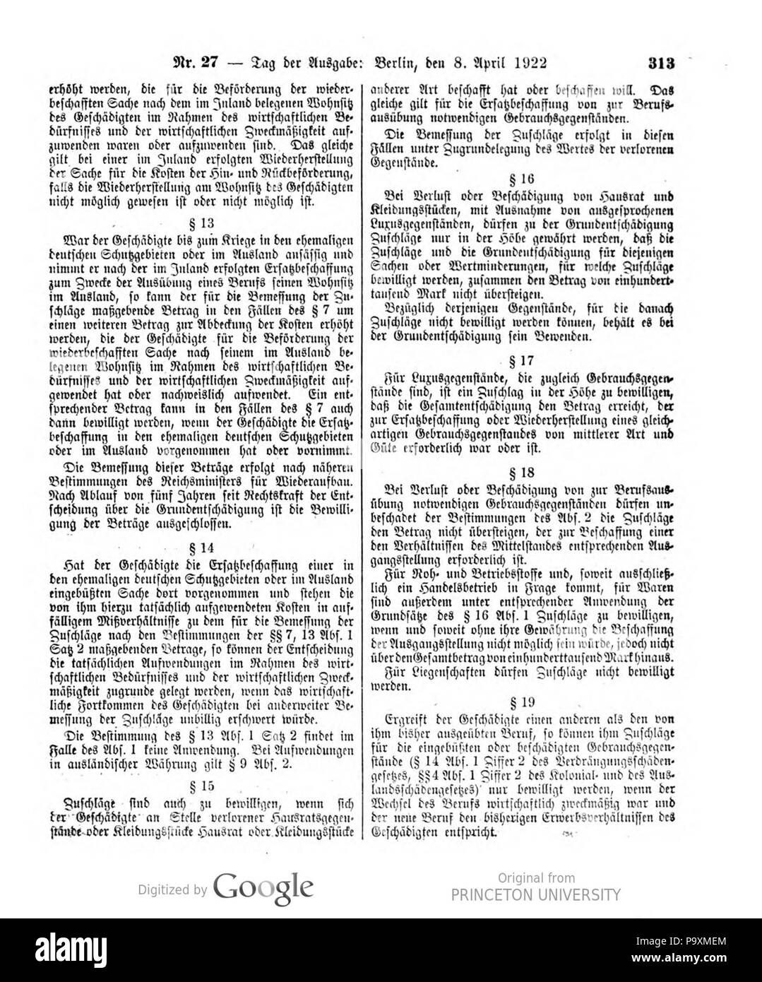 521 Deutsches Reichsgesetzblatt 22T1 027 0313 Stock Photo - Alamy