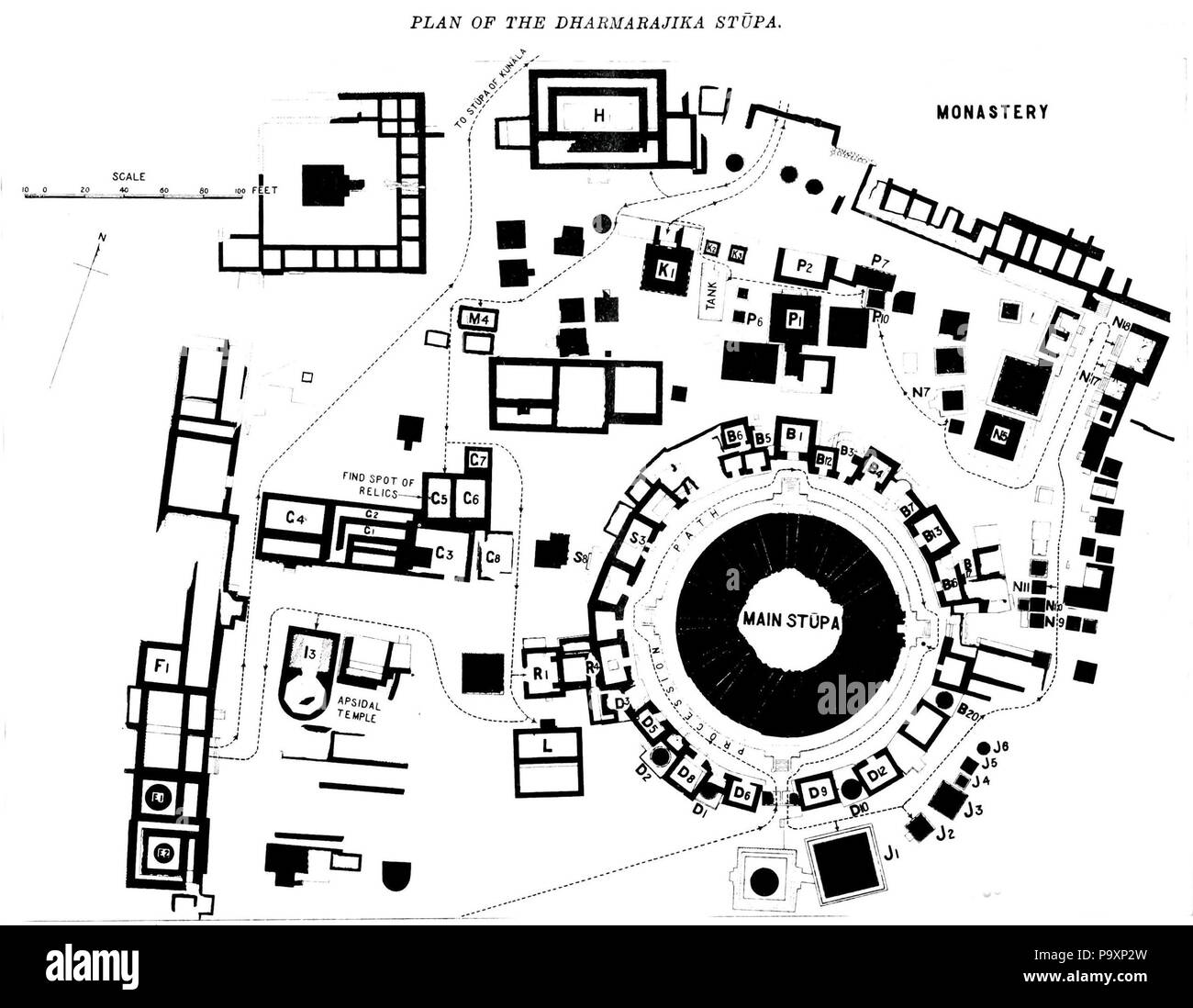 530 Dharmarajika Stupa plan Stock Photo - Alamy