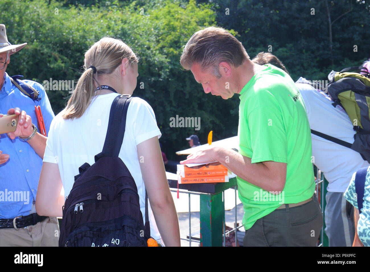 Chris Packham signing autographs during a visit to RSPB Fairburn Ings ...