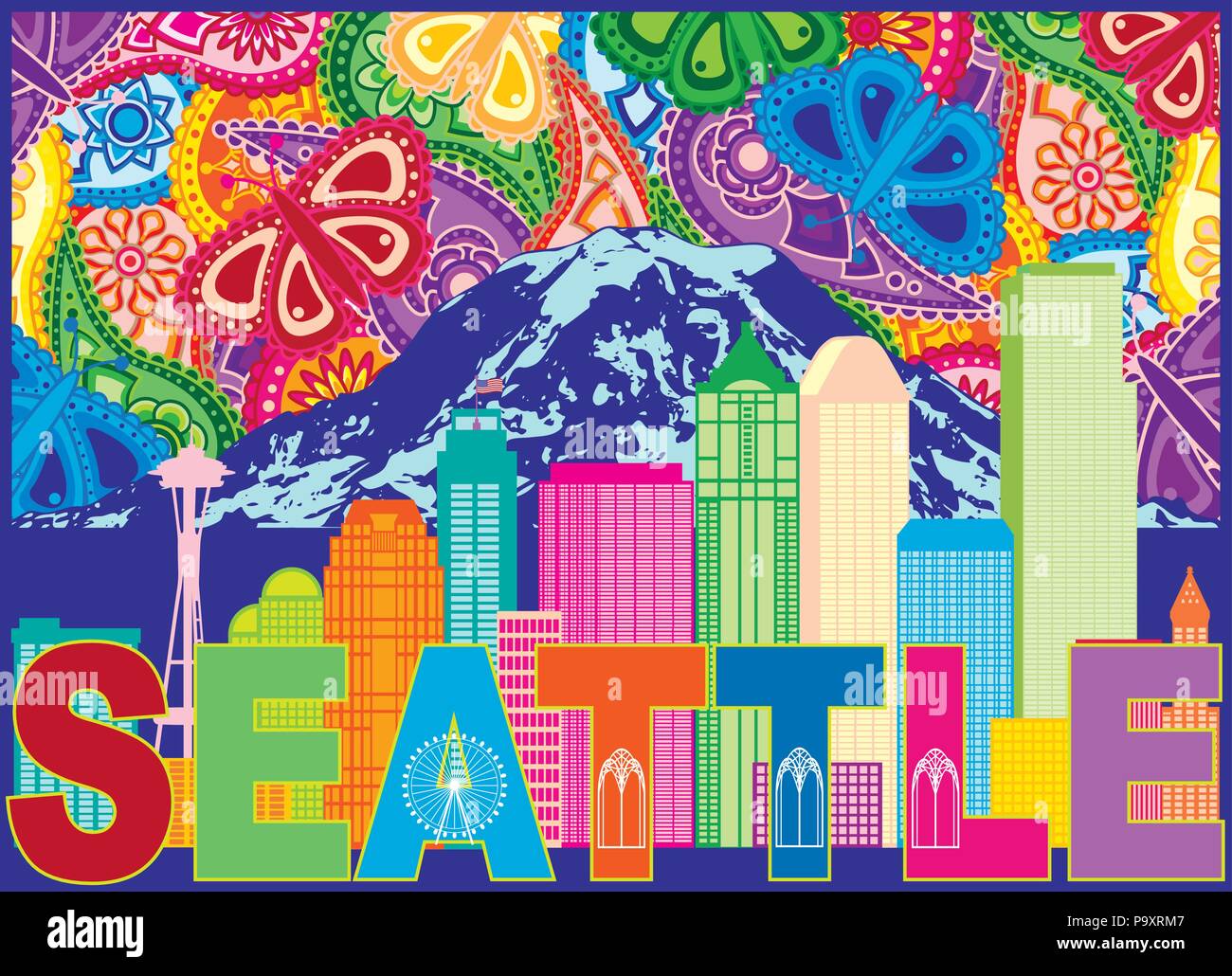 Seattle washington skyline Stock Vector Images - Alamy