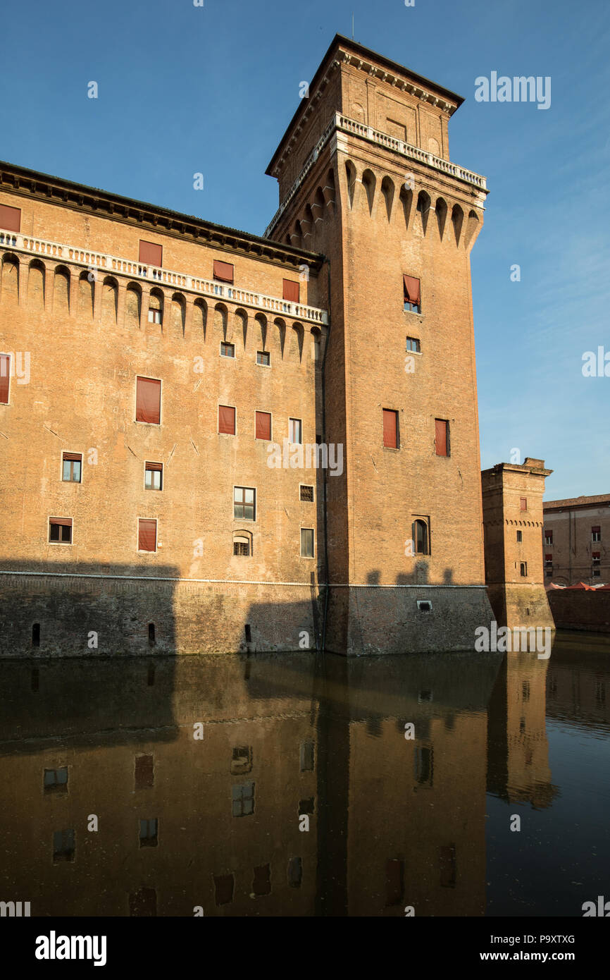 Castle Estense, a four towered fortress from the 14th century, Ferrara ...