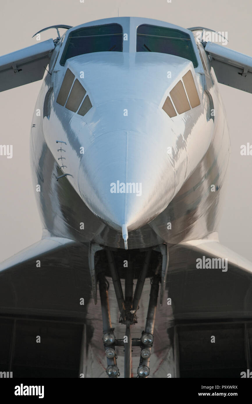 The preserved Tupolev Tu-144D supersonic jet aircraft pictured at the ...